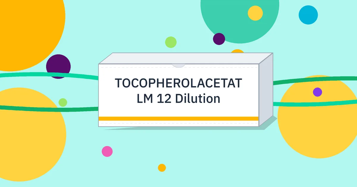 Symbolbild: Packung mit der Aufschrift TOCOPHEROLACETAT LM 12 Dilution (PZN 13224787) – Verfügbarkeit und Bezug in Apotheken in Frankfurt am Main