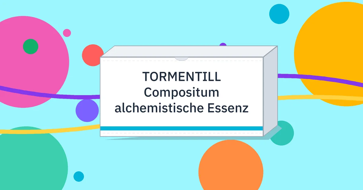 Symbolbild: Packung mit der Aufschrift TORMENTILL Compositum alchemistische Essenz (PZN 20339924) – Verfügbarkeit und Bezug in Apotheken in Frankfurt am Main
