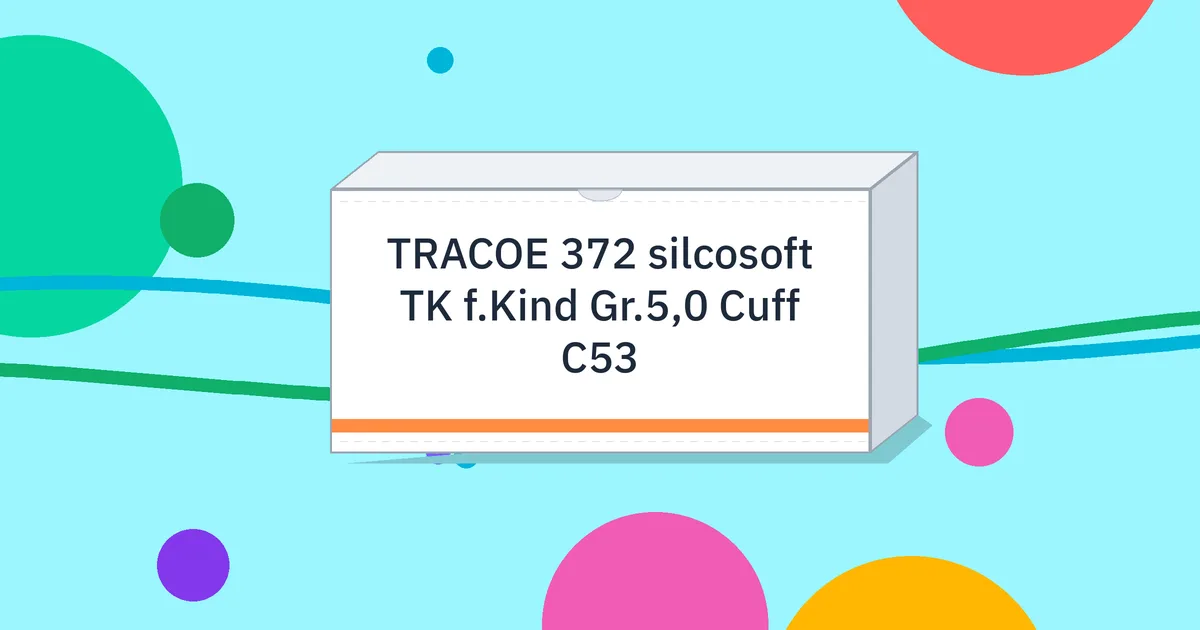 Symbolbild: Packung mit der Aufschrift TRACOE 372 silcosoft TK f.Kind Gr.5,0 Cuff C53 (PZN 14316540) – Verfügbarkeit und Bezug in Apotheken in Frankfurt am Main