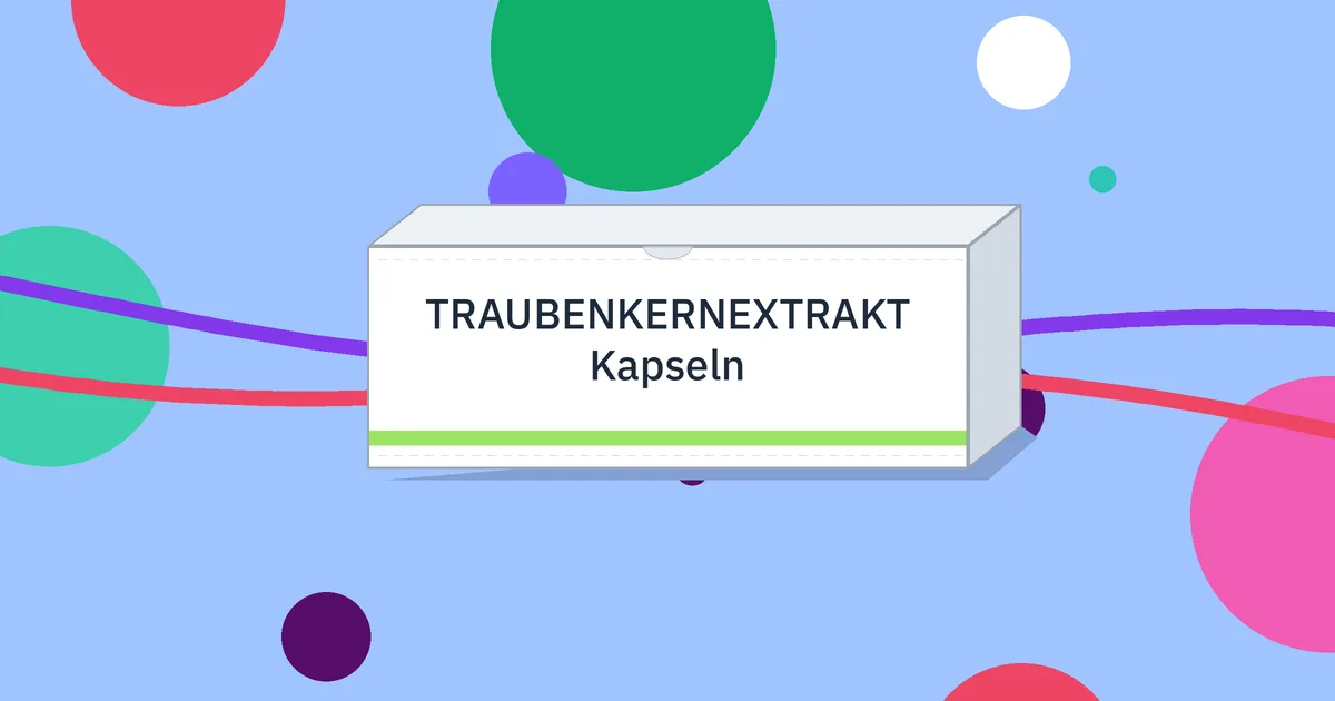 Symbolbild: Packung mit der Aufschrift TRAUBENKERNEXTRAKT Kapseln (PZN 01806366) – Verfügbarkeit und Bezug in Apotheken in Frankfurt am Main