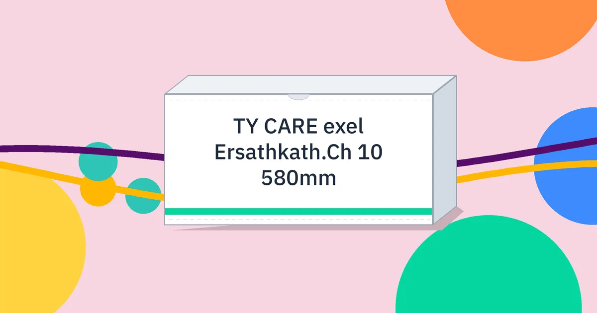 Symbolbild: Packung mit der Aufschrift TY CARE exel Ersathkath.Ch 10 580mm (PZN 00804572) – Verfügbarkeit und Bezug in Apotheken in Frankfurt am Main