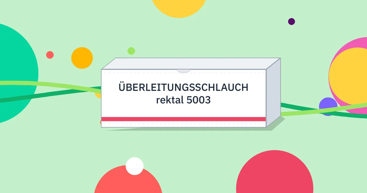 Symbolbild: Packung mit der Aufschrift ÜBERLEITUNGSSCHLAUCH rektal 5003 (PZN 01325520) – Verfügbarkeit und Bezug in Apotheken in Frankfurt am Main