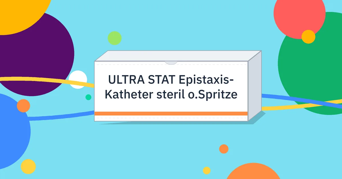 Symbolbild: Packung mit der Aufschrift ULTRA STAT Epistaxis-Katheter steril o.Spritze (PZN 20574186) – Verfügbarkeit und Bezug in Apotheken in Frankfurt am Main