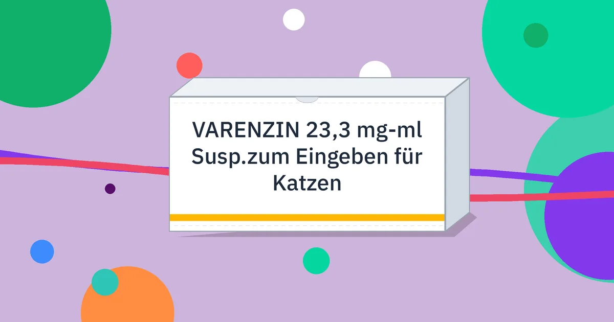 Symbolbild: Packung mit der Aufschrift VARENZIN 23,3 mg-ml Susp.zum Eingeben für Katzen (PZN 20389566) – Verfügbarkeit und Bezug in Apotheken in Frankfurt am Main