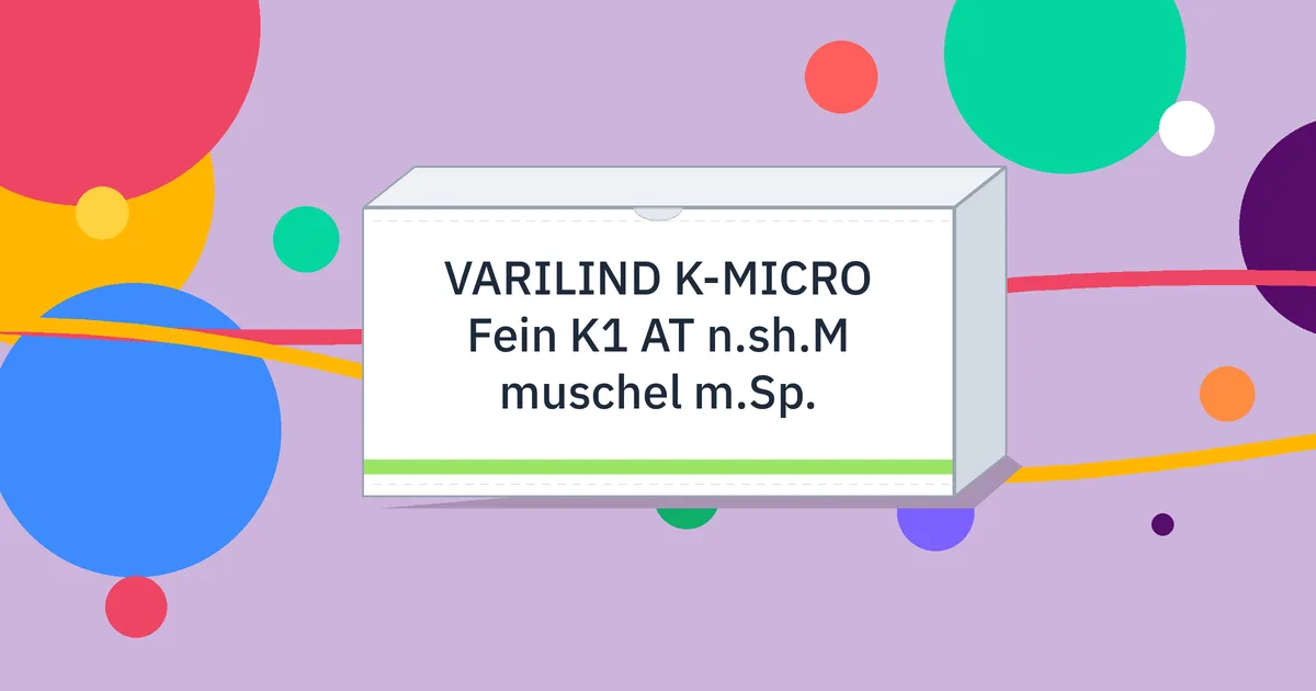 Symbolbild: Packung mit der Aufschrift VARILIND K-MICRO Fein K1 AT n.sh.M muschel m.Sp. (PZN 20552747) – Verfügbarkeit und Bezug in Apotheken in Frankfurt am Main