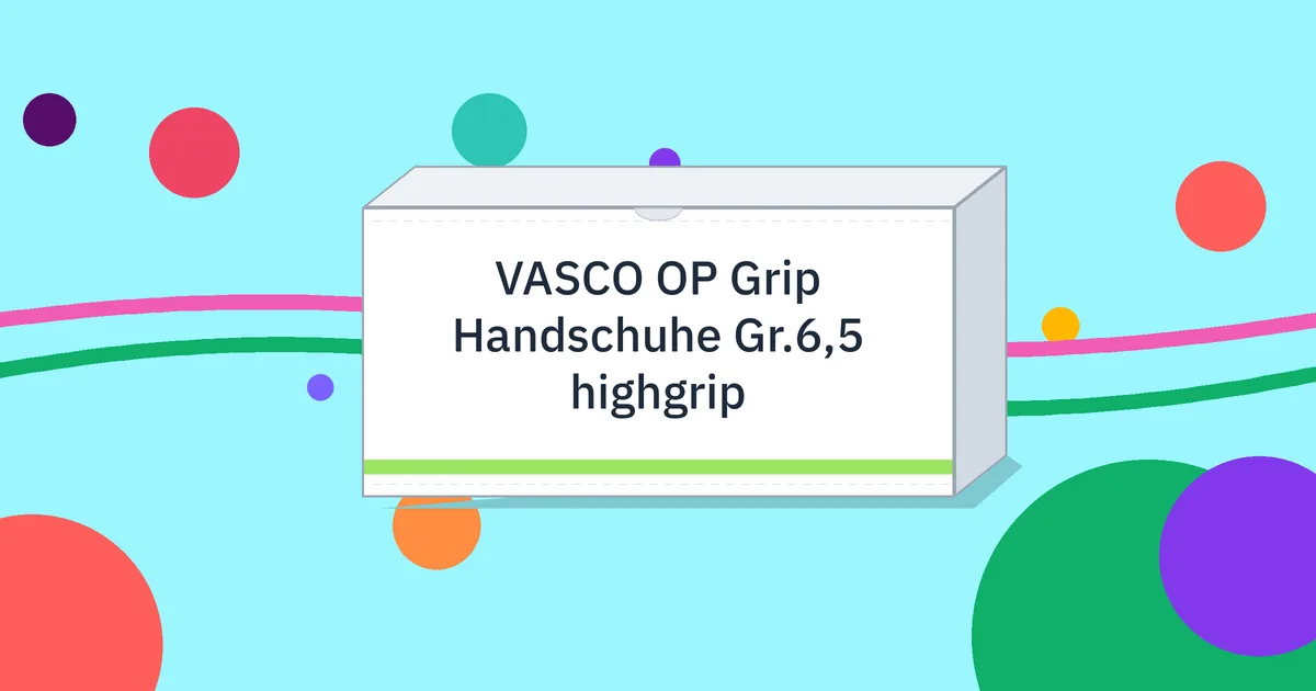 Symbolbild: Packung mit der Aufschrift VASCO OP Grip Handschuhe Gr.6,5 highgrip (PZN 11139764) – Verfügbarkeit und Bezug in Apotheken in Frankfurt am Main