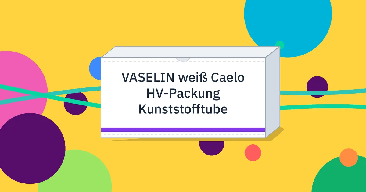 Symbolbild: Packung mit der Aufschrift VASELIN weiß Caelo HV-Packung Kunststofftube (PZN 09234515) – Verfügbarkeit und Bezug in Apotheken in Frankfurt am Main