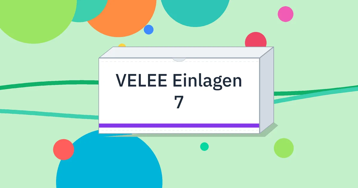 Symbolbild: Packung mit der Aufschrift VELEE Einlagen 7 (PZN 20340376) – Verfügbarkeit und Bezug in Apotheken in Frankfurt am Main