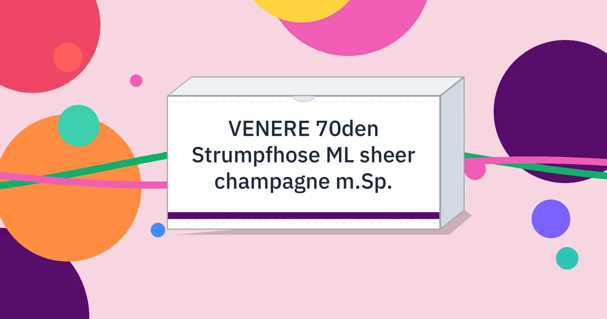 Symbolbild: Packung mit der Aufschrift VENERE 70den Strumpfhose ML sheer champagne m.Sp. (PZN 16173197) – Verfügbarkeit und Bezug in Apotheken in Frankfurt am Main