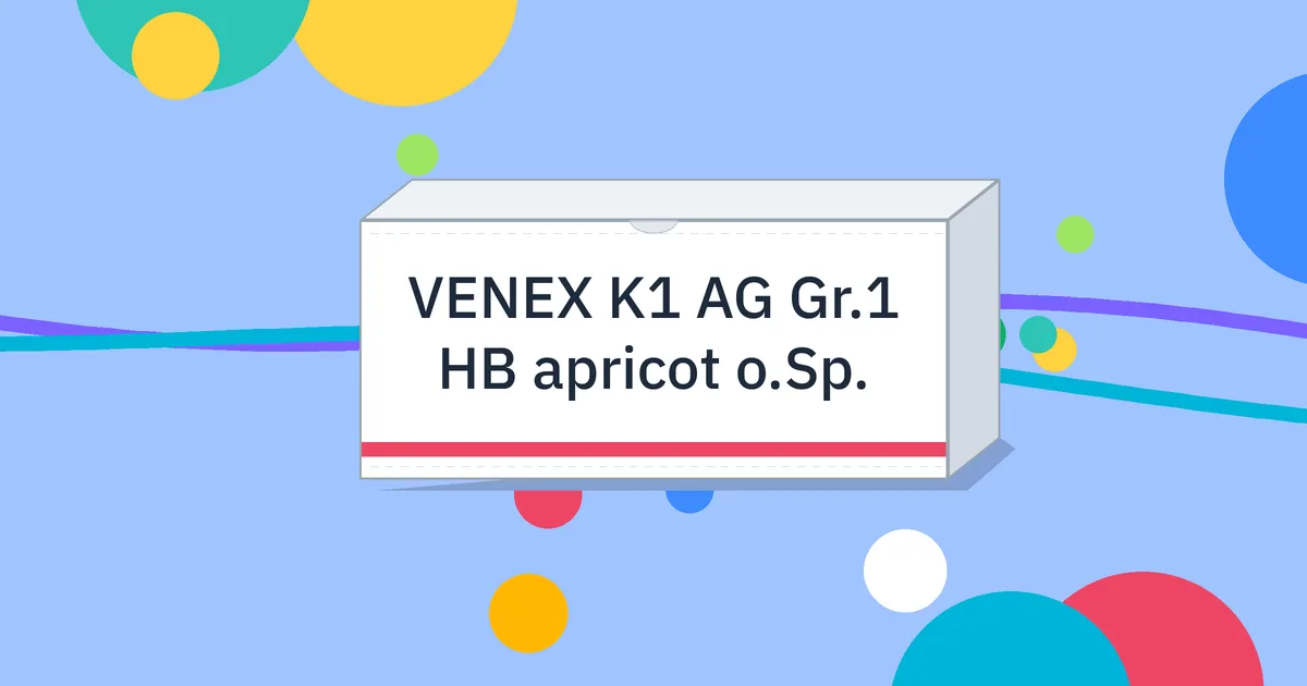 Symbolbild: Packung mit der Aufschrift VENEX K1 AG Gr.1 HB apricot o.Sp. (PZN 03193206) – Verfügbarkeit und Bezug in Apotheken in Frankfurt am Main