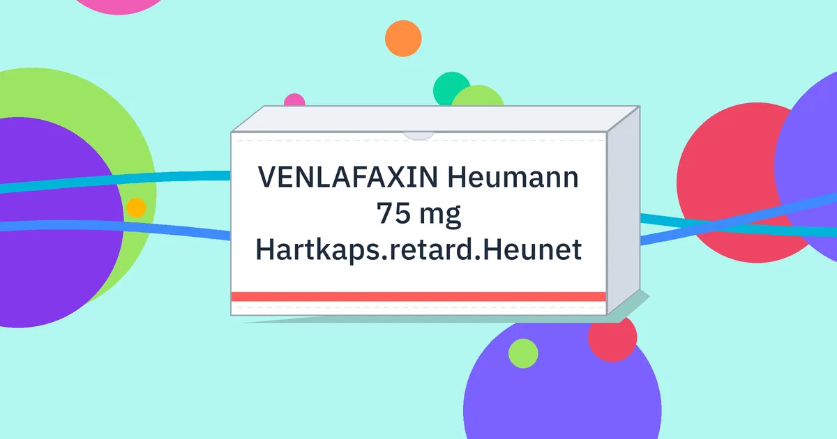 Symbolbild: Packung mit der Aufschrift VENLAFAXIN Heumann 75 mg Hartkaps.retard.Heunet (PZN 09494009) – Verfügbarkeit und Bezug in Apotheken in Frankfurt am Main