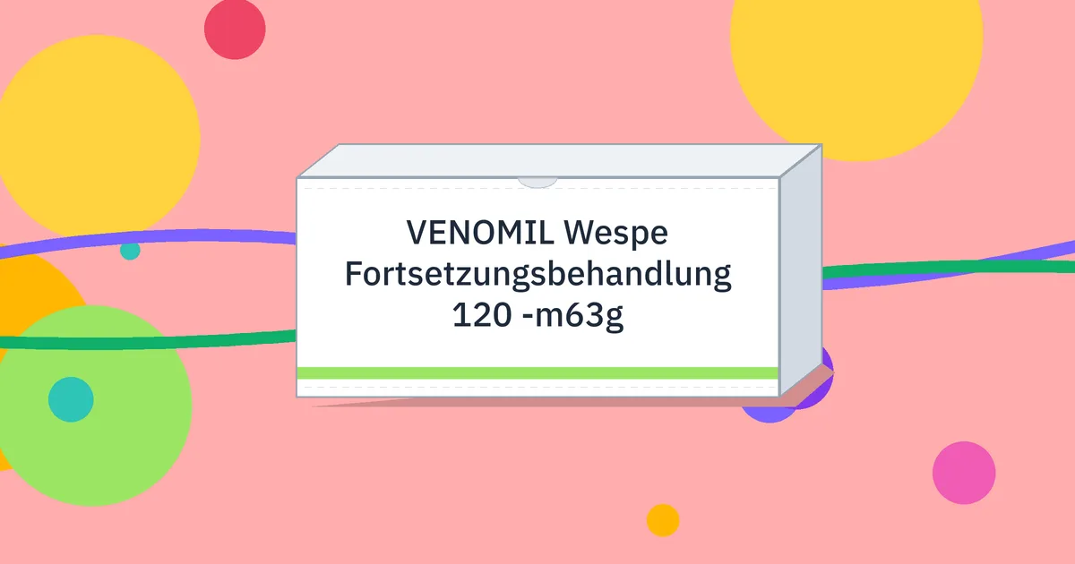 Symbolbild: Packung mit der Aufschrift VENOMIL Wespe Fortsetzungsbehandlung 120 -m63g (PZN 06957957) – Verfügbarkeit und Bezug in Apotheken in Frankfurt am Main