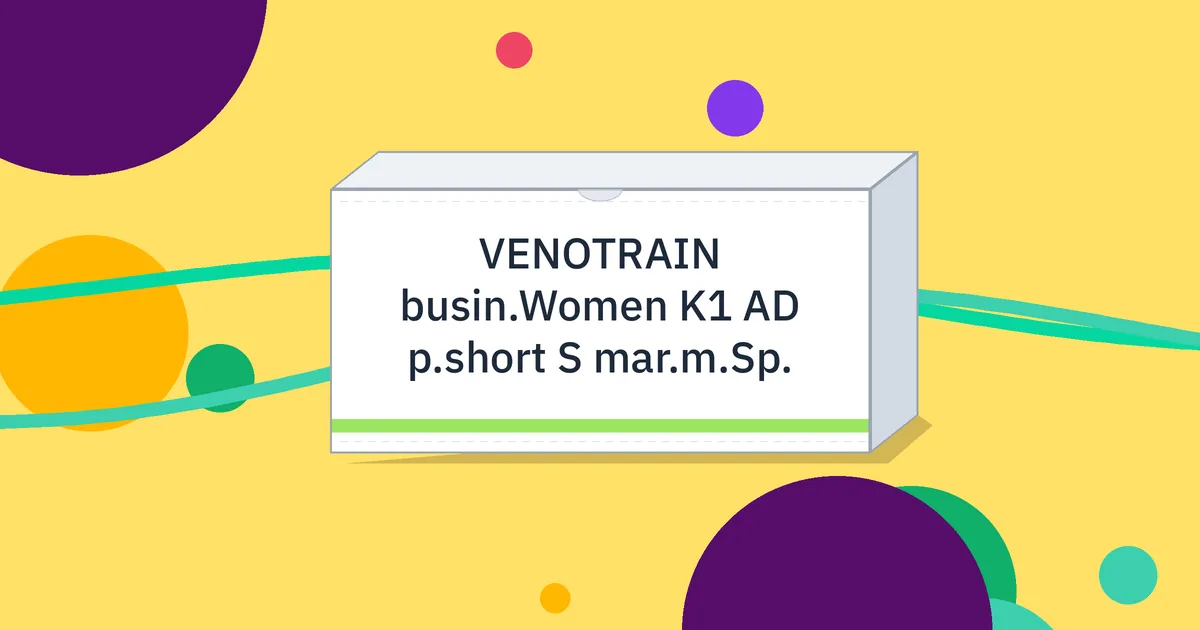 Symbolbild: Packung mit der Aufschrift VENOTRAIN busin.Women K1 AD p.short S mar.m.Sp. (PZN 10195097) – Verfügbarkeit und Bezug in Apotheken in Frankfurt am Main
