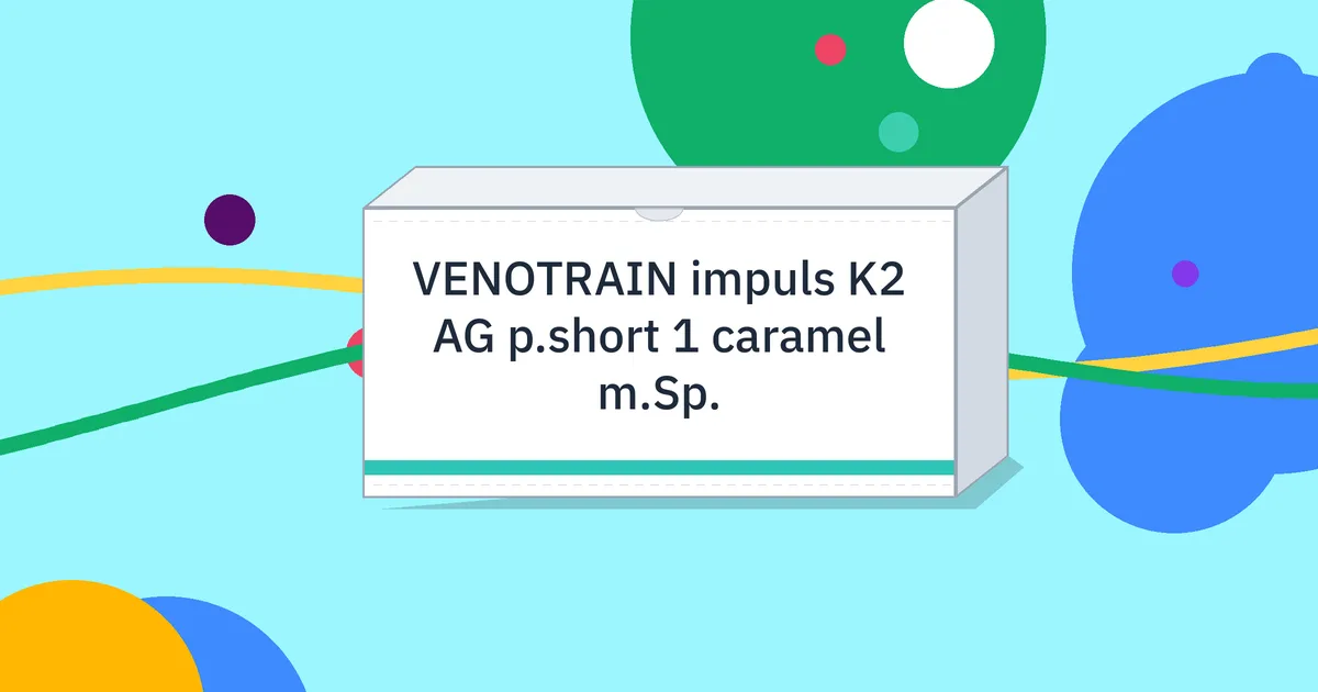 Symbolbild: Packung mit der Aufschrift VENOTRAIN impuls K2 AG p.short 1 caramel m.Sp. (PZN 00493557) – Verfügbarkeit und Bezug in Apotheken in Frankfurt am Main