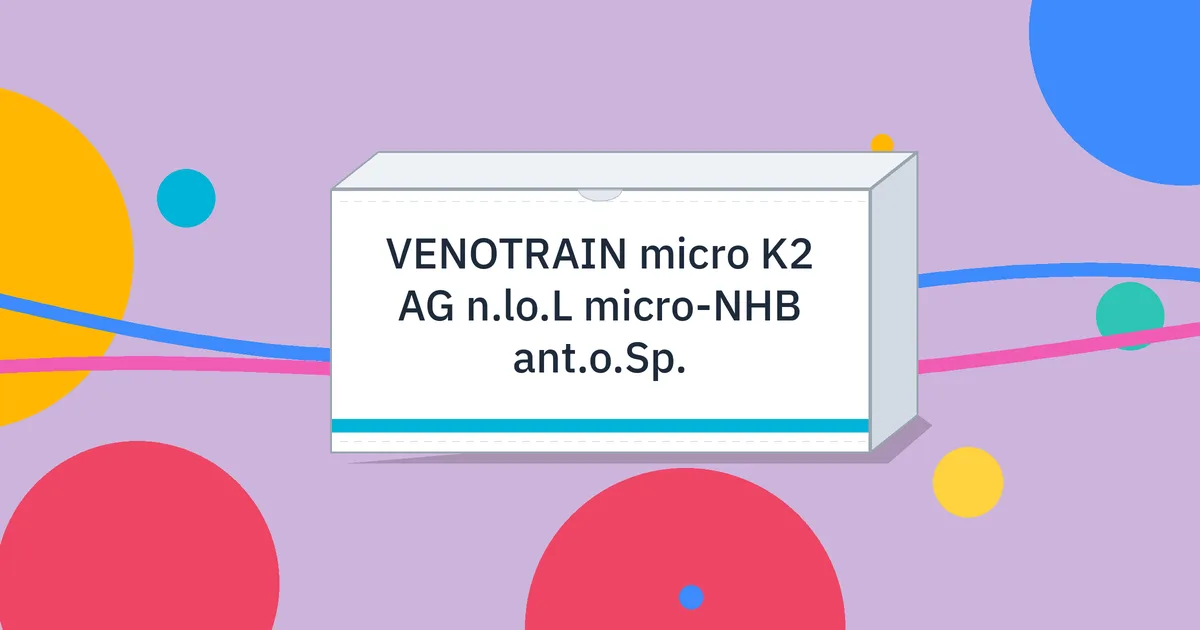 Symbolbild: Packung mit der Aufschrift VENOTRAIN micro K2 AG n.lo.L micro-NHB ant.o.Sp. (PZN 16067489) – Verfügbarkeit und Bezug in Apotheken in Frankfurt am Main