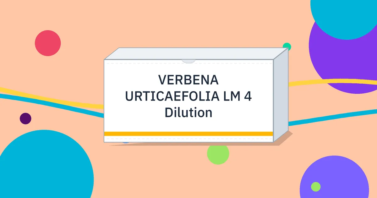 Symbolbild: Packung mit der Aufschrift VERBENA URTICAEFOLIA LM 4 Dilution (PZN 13267816) – Verfügbarkeit und Bezug in Apotheken in Frankfurt am Main