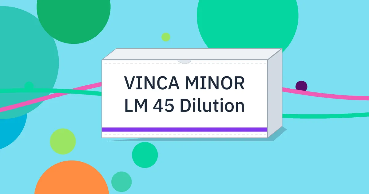 Symbolbild: Packung mit der Aufschrift VINCA MINOR LM 45 Dilution (PZN 13274070) – Verfügbarkeit und Bezug in Apotheken in Frankfurt am Main