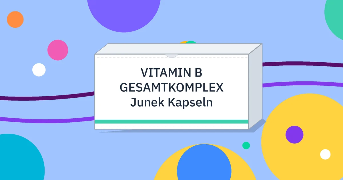Symbolbild: Packung mit der Aufschrift VITAMIN B GESAMTKOMPLEX Junek Kapseln (PZN 10051576) – Verfügbarkeit und Bezug in Apotheken in Frankfurt am Main