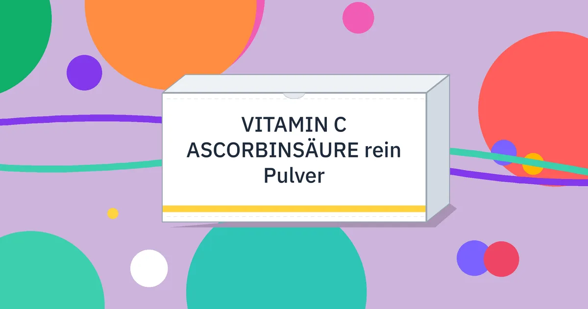 Symbolbild: Packung mit der Aufschrift VITAMIN C ASCORBINSÄURE rein Pulver (PZN 17543673) – Verfügbarkeit und Bezug in Apotheken in Frankfurt am Main