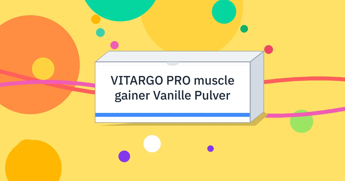 Symbolbild: Packung mit der Aufschrift VITARGO PRO muscle gainer Vanille Pulver (PZN 11178600) – Verfügbarkeit und Bezug in Apotheken in Frankfurt am Main