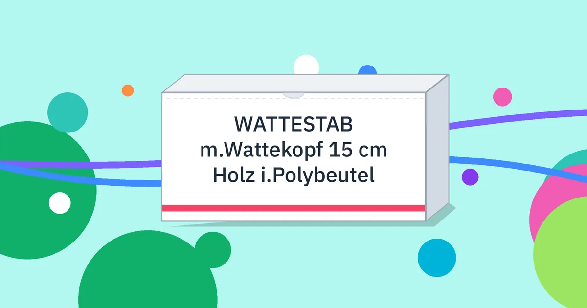 Symbolbild: Packung mit der Aufschrift WATTESTAB m.Wattekopf 15 cm Holz i.Polybeutel (PZN 00073772) – Verfügbarkeit und Bezug in Apotheken in Frankfurt am Main