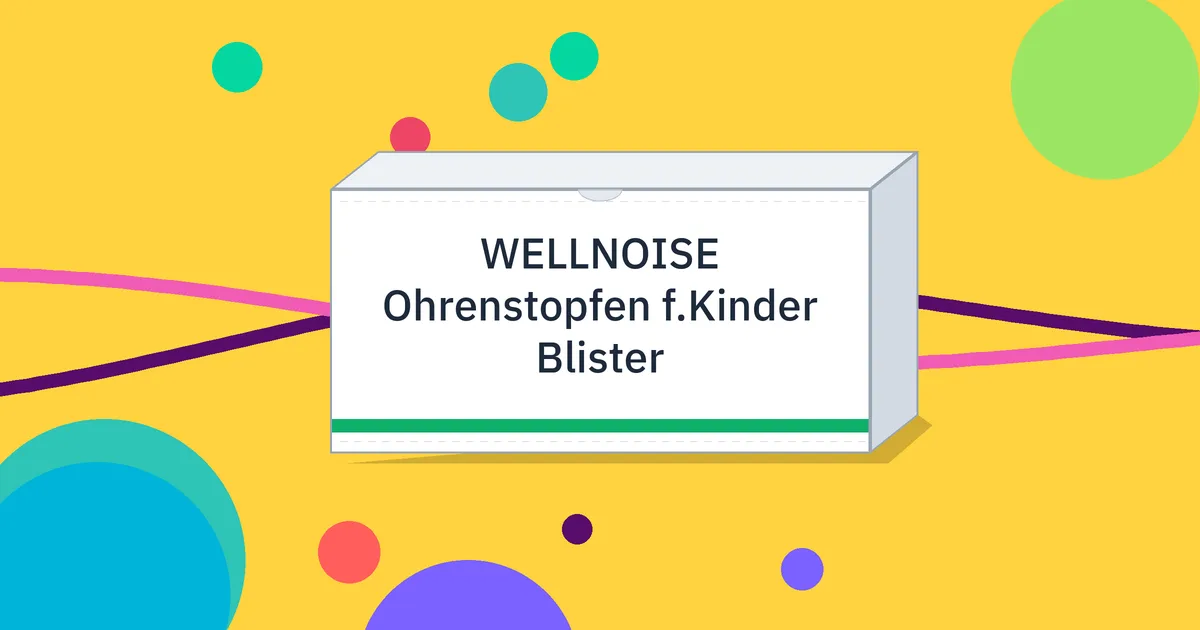 Symbolbild: Packung mit der Aufschrift WELLNOISE Ohrenstopfen f.Kinder Blister (PZN 01711246) – Verfügbarkeit und Bezug in Apotheken in Frankfurt am Main
