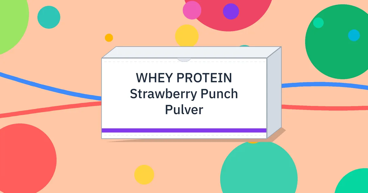 Symbolbild: Packung mit der Aufschrift WHEY PROTEIN Strawberry Punch Pulver (PZN 14318817) – Verfügbarkeit und Bezug in Apotheken in Frankfurt am Main