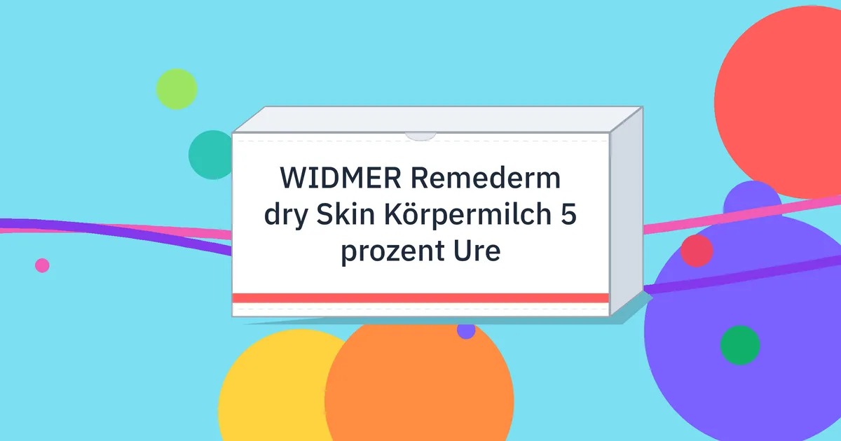 Symbolbild: Packung mit der Aufschrift WIDMER Remederm dry Skin Körpermilch 5 prozent Ure (PZN 19395981) – Verfügbarkeit und Bezug in Apotheken in Frankfurt am Main