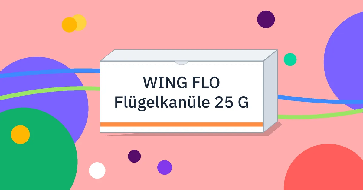 Symbolbild: Packung mit der Aufschrift WING FLO Flügelkanüle 25 G (PZN 05992041) – Verfügbarkeit und Bezug in Apotheken in Frankfurt am Main