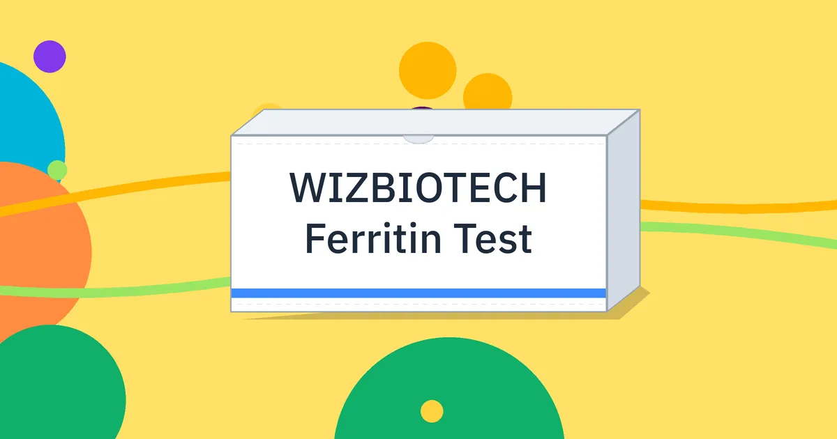 Symbolbild: Packung mit der Aufschrift WIZBIOTECH Ferritin Test (PZN 20131810) – Verfügbarkeit und Bezug in Apotheken in Frankfurt am Main