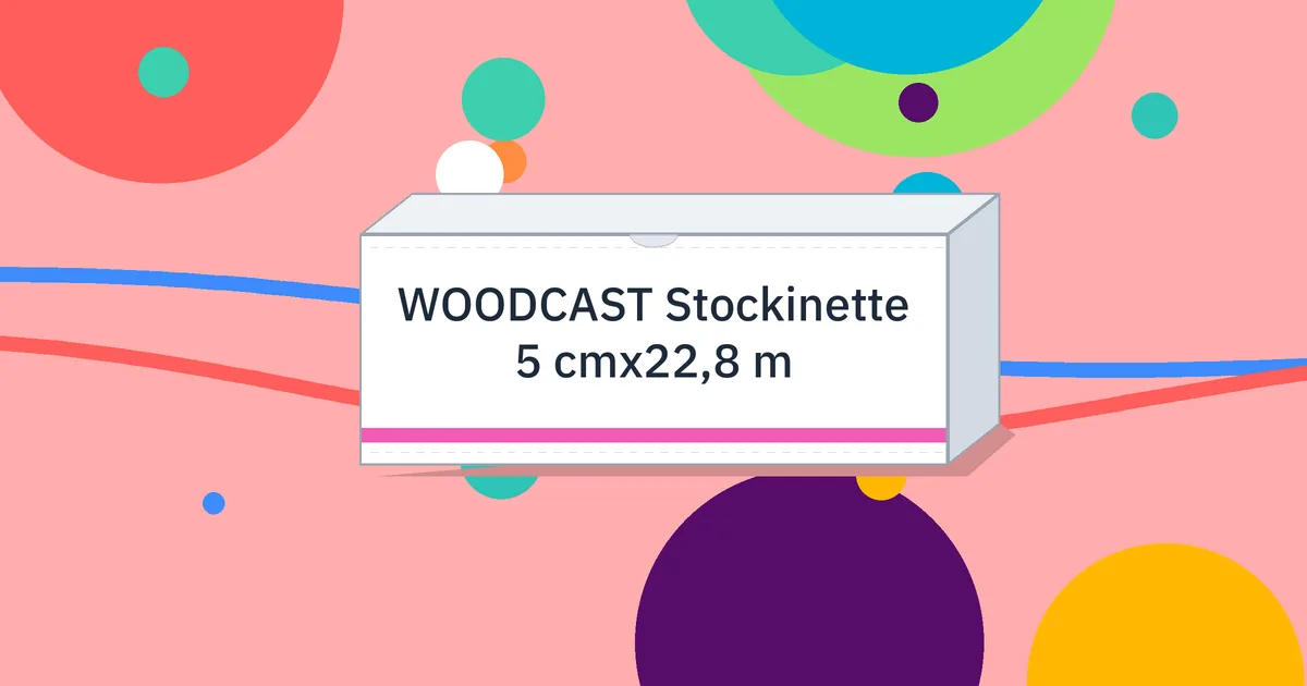 Symbolbild: Packung mit der Aufschrift WOODCAST Stockinette 5 cmx22,8 m (PZN 12420316) – Verfügbarkeit und Bezug in Apotheken in Frankfurt am Main