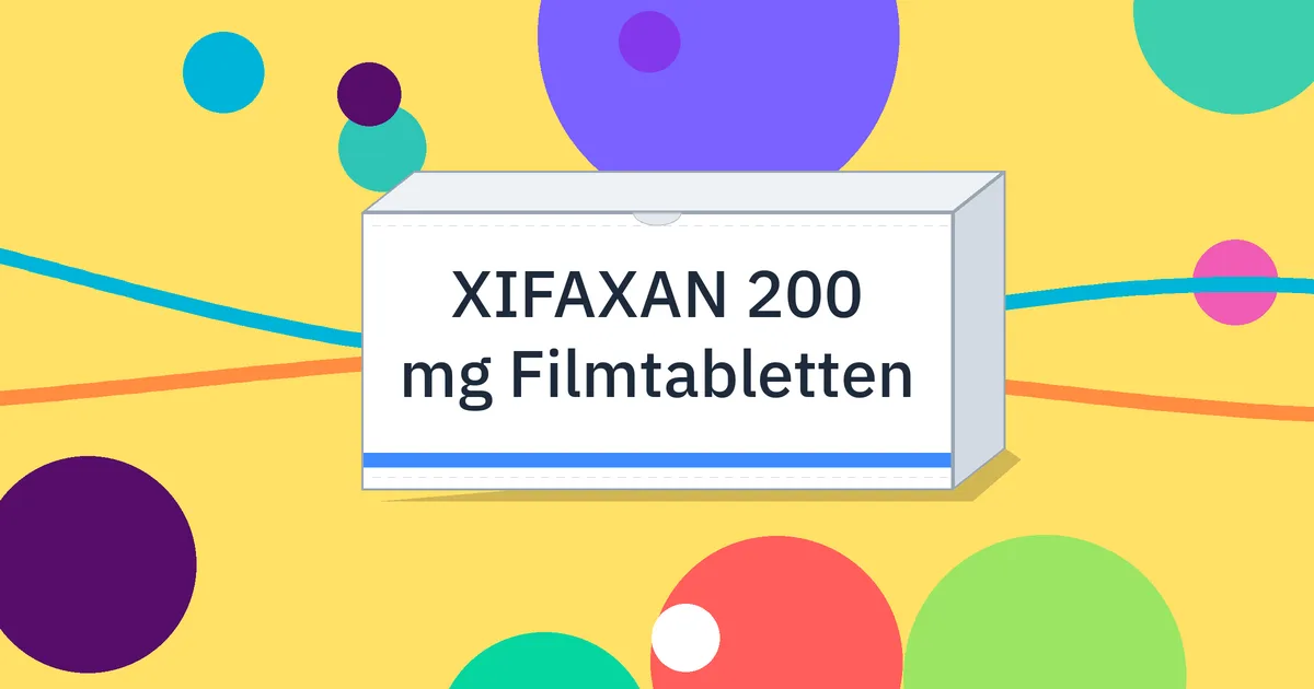 Symbolbild: Packung mit der Aufschrift XIFAXAN 200 mg Filmtabletten (PZN 09396726) – Verfügbarkeit und Bezug in Apotheken in Frankfurt am Main