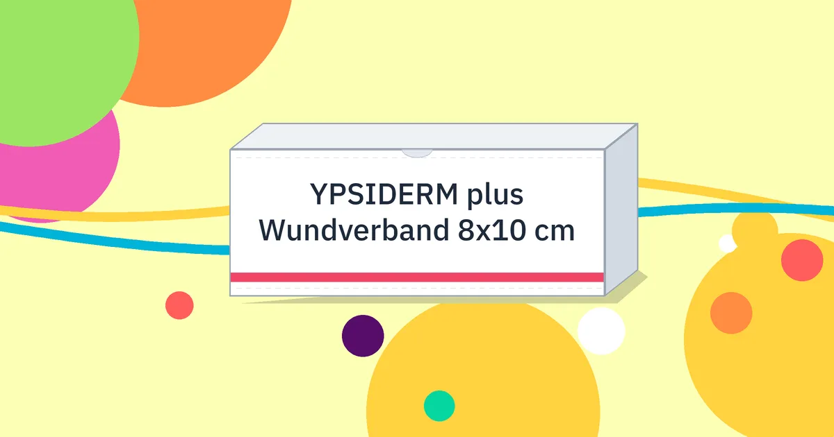 Symbolbild: Packung mit der Aufschrift YPSIDERM plus Wundverband 8x10 cm (PZN 12604683) – Verfügbarkeit und Bezug in Apotheken in Frankfurt am Main