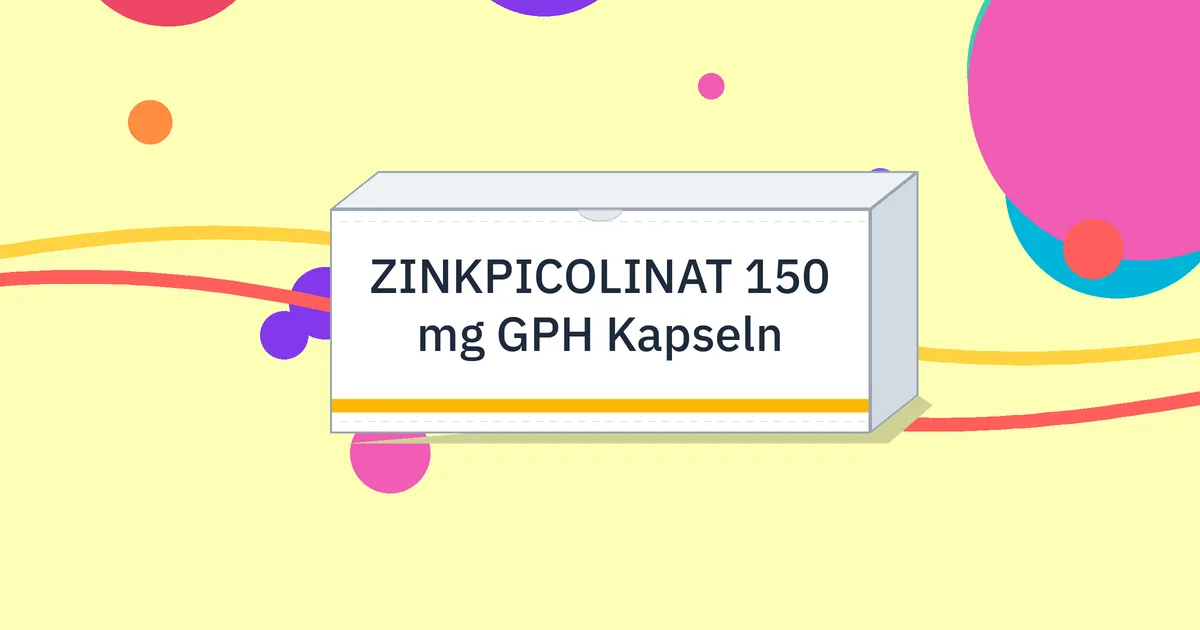 Symbolbild: Packung mit der Aufschrift ZINKPICOLINAT 150 mg GPH Kapseln (PZN 20281188) – Verfügbarkeit und Bezug in Apotheken in Frankfurt am Main