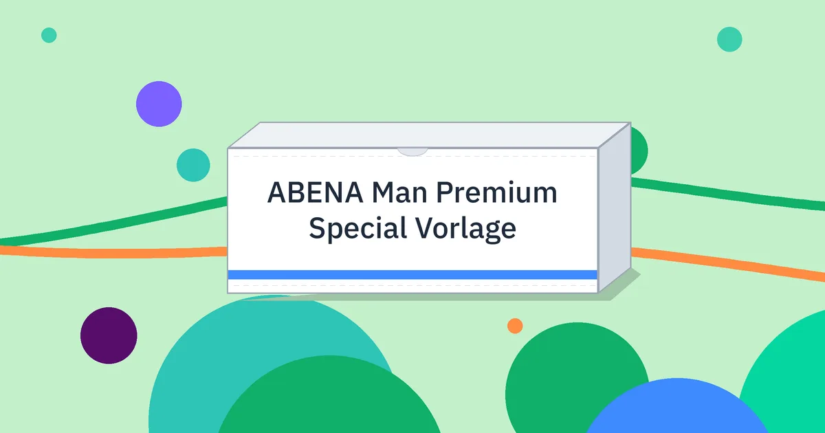 Symbolbild: Packung mit der Aufschrift ABENA Man Premium Special Vorlage (PZN 17511383) – Verfügbarkeit und Bezug in Apotheken in Frankfurt am Main