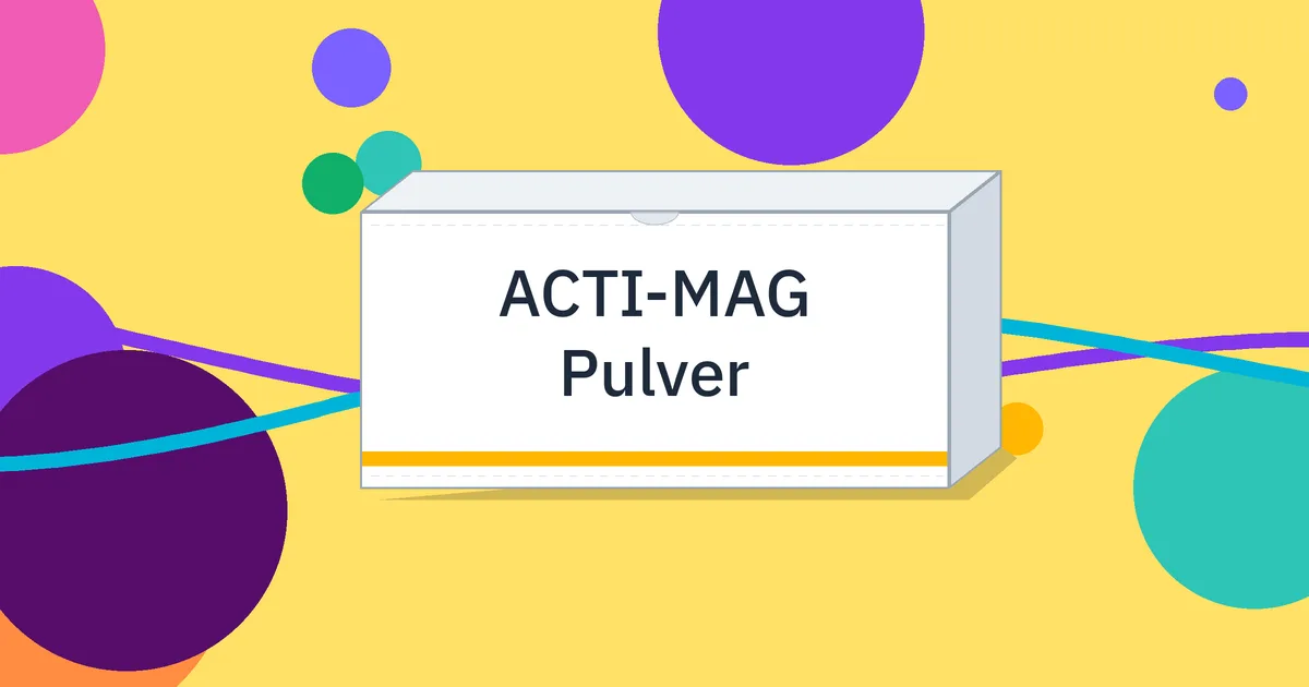 Symbolbild: Packung mit der Aufschrift ACTI-MAG Pulver (PZN 19495607) – Verfügbarkeit und Bezug in Apotheken in Frankfurt am Main