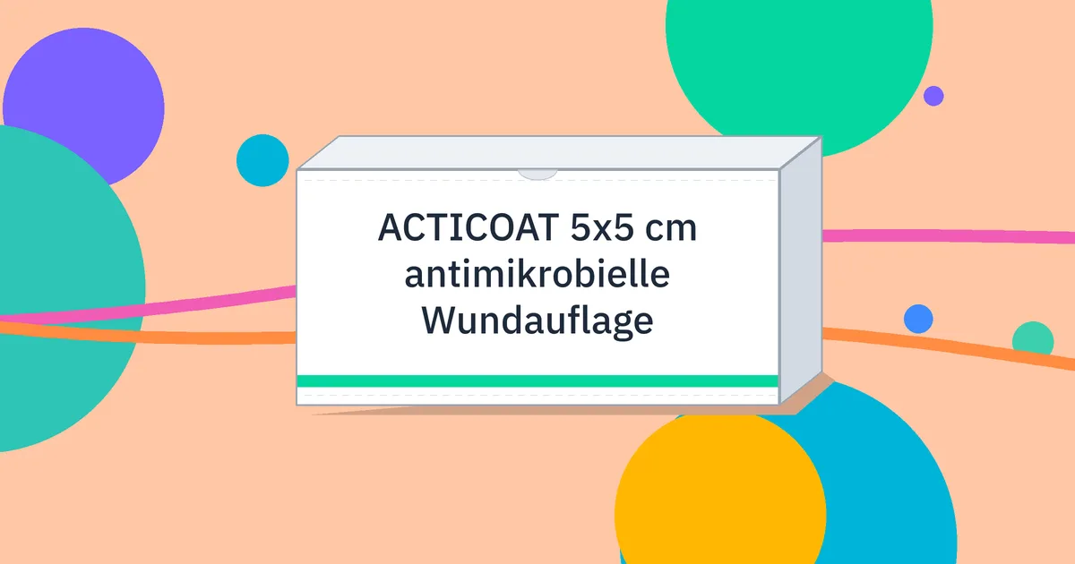 Symbolbild: Packung mit der Aufschrift ACTICOAT 5x5 cm antimikrobielle Wundauflage (PZN 01675562) – Verfügbarkeit und Bezug in Apotheken in Frankfurt am Main