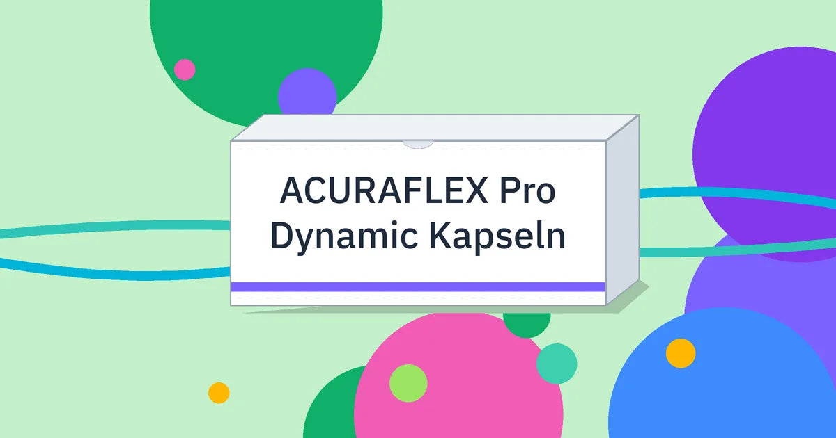 Symbolbild: Packung mit der Aufschrift ACURAFLEX Pro Dynamic Kapseln (PZN 19776654) – Verfügbarkeit und Bezug in Apotheken in Frankfurt am Main