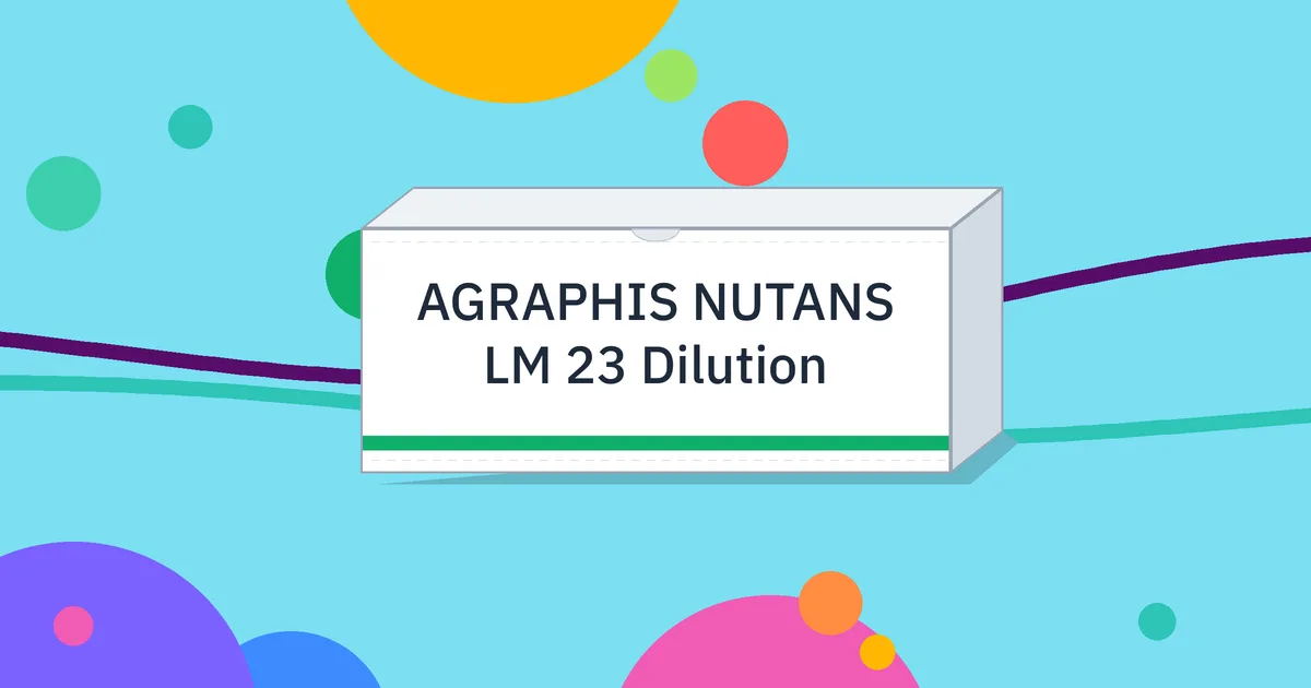 Symbolbild: Packung mit der Aufschrift AGRAPHIS NUTANS LM 23 Dilution (PZN 13306574) – Verfügbarkeit und Bezug in Apotheken in Frankfurt am Main