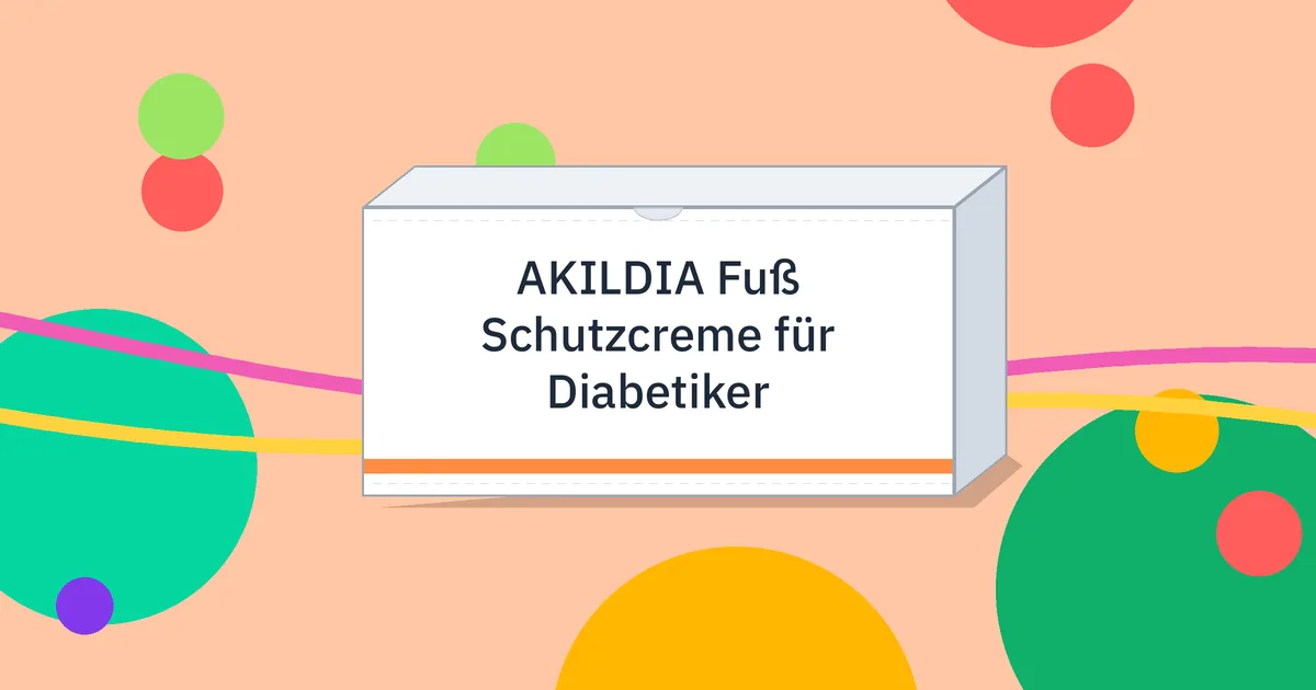Symbolbild: Packung mit der Aufschrift AKILDIA Fuß Schutzcreme für Diabetiker (PZN 09751498) – Verfügbarkeit und Bezug in Apotheken in Frankfurt am Main