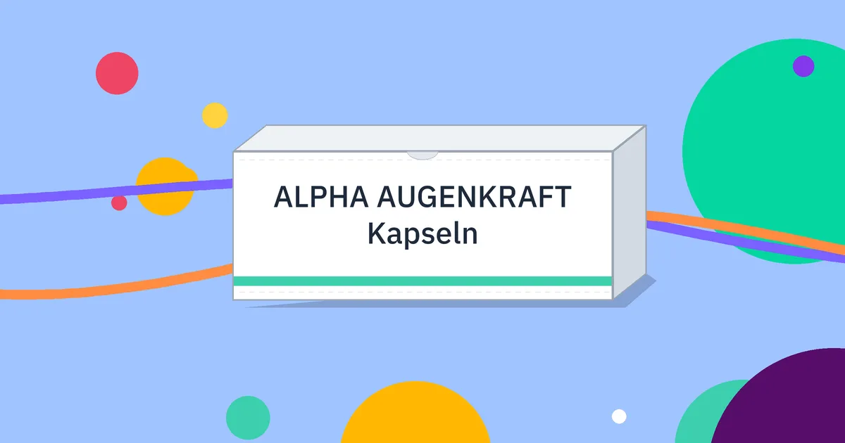 Symbolbild: Packung mit der Aufschrift ALPHA AUGENKRAFT Kapseln (PZN 20097237) – Verfügbarkeit und Bezug in Apotheken in Frankfurt am Main