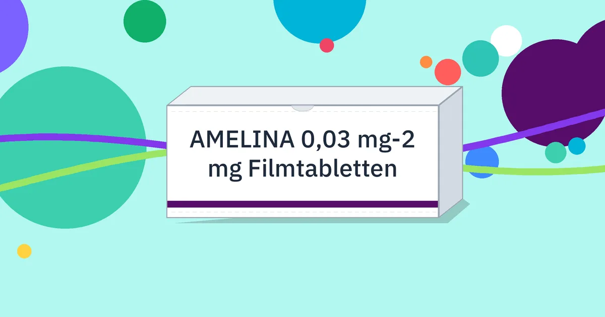 Symbolbild: Packung mit der Aufschrift AMELINA 0,03 mg-2 mg Filmtabletten (PZN 16926308) – Verfügbarkeit und Bezug in Apotheken in Frankfurt am Main