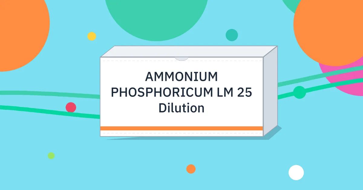 Symbolbild: Packung mit der Aufschrift AMMONIUM PHOSPHORICUM LM 25 Dilution (PZN 13322449) – Verfügbarkeit und Bezug in Apotheken in Frankfurt am Main