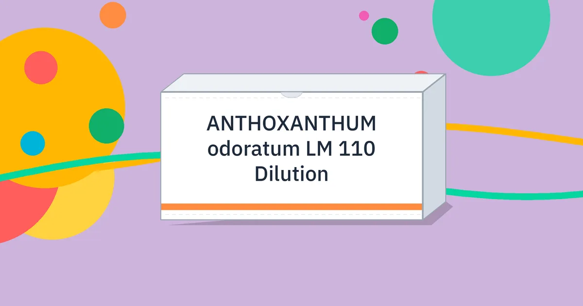 Symbolbild: Packung mit der Aufschrift ANTHOXANTHUM odoratum LM 110 Dilution (PZN 13370135) – Verfügbarkeit und Bezug in Apotheken in Frankfurt am Main