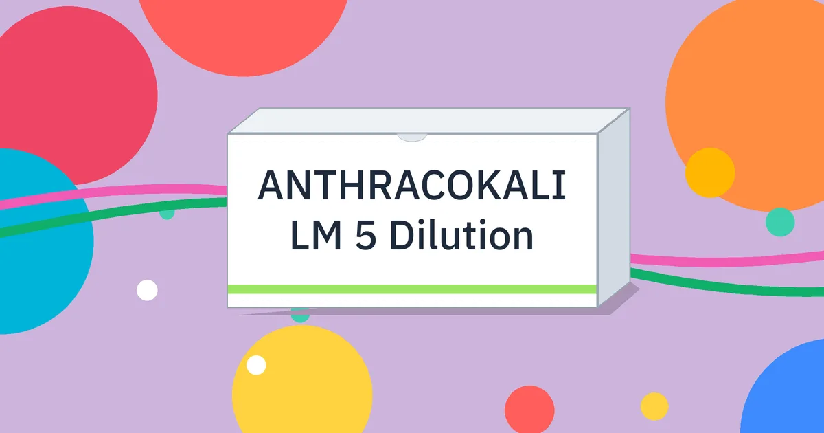 Symbolbild: Packung mit der Aufschrift ANTHRACOKALI LM 5 Dilution (PZN 13371152) – Verfügbarkeit und Bezug in Apotheken in Frankfurt am Main