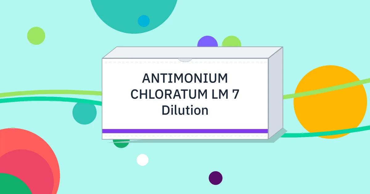Symbolbild: Packung mit der Aufschrift ANTIMONIUM CHLORATUM LM 7 Dilution (PZN 13372565) – Verfügbarkeit und Bezug in Apotheken in Frankfurt am Main