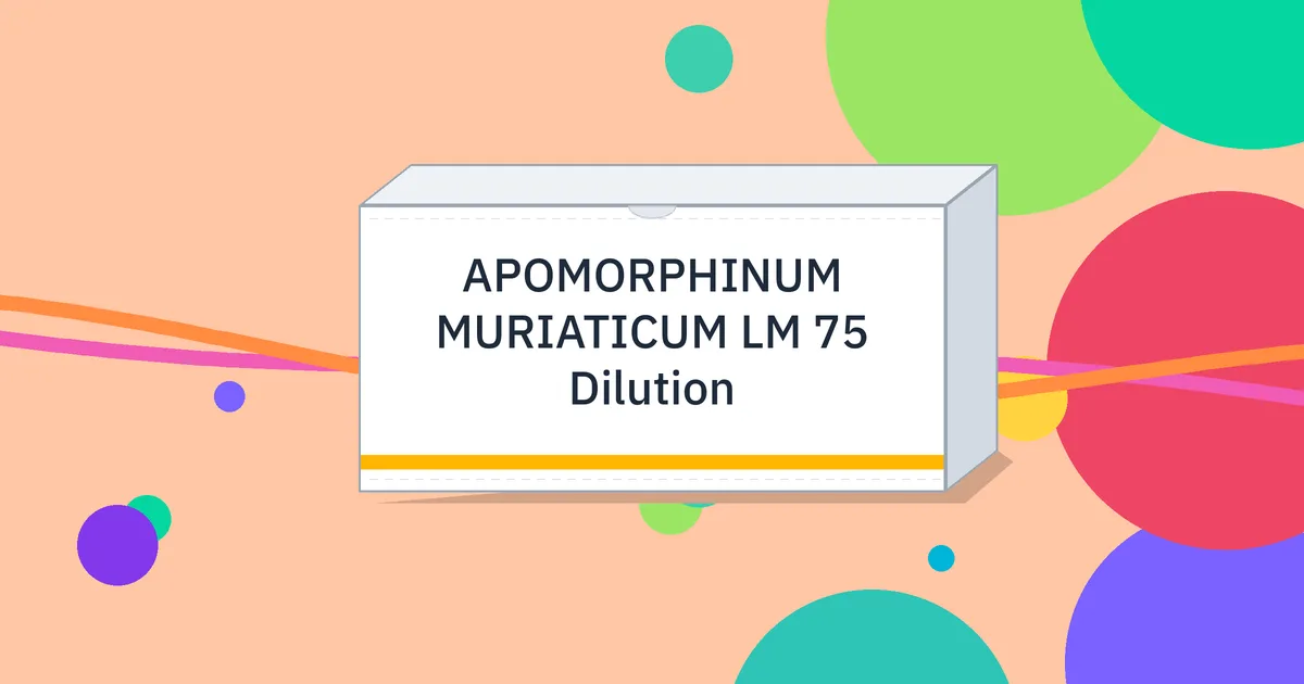 Symbolbild: Packung mit der Aufschrift APOMORPHINUM MURIATICUM LM 75 Dilution (PZN 13381630) – Verfügbarkeit und Bezug in Apotheken in Frankfurt am Main