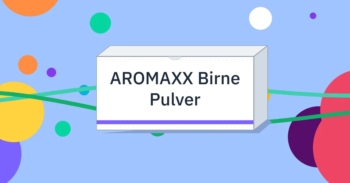 Symbolbild: Packung mit der Aufschrift AROMAXX Birne Pulver (PZN 04377440) – Verfügbarkeit und Bezug in Apotheken in Frankfurt am Main