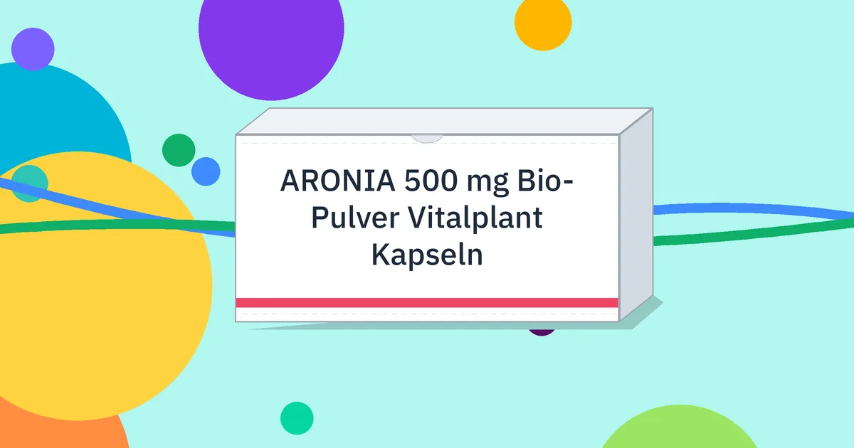 Symbolbild: Packung mit der Aufschrift ARONIA 500 mg Bio-Pulver Vitalplant Kapseln (PZN 12503918) – Verfügbarkeit und Bezug in Apotheken in Frankfurt am Main
