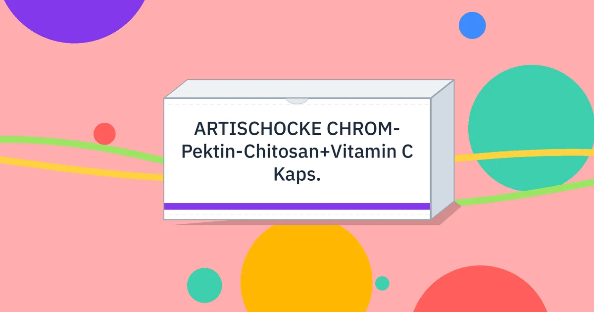 Symbolbild: Packung mit der Aufschrift ARTISCHOCKE CHROM-Pektin-Chitosan+Vitamin C Kaps. (PZN 11887704) – Verfügbarkeit und Bezug in Apotheken in Frankfurt am Main